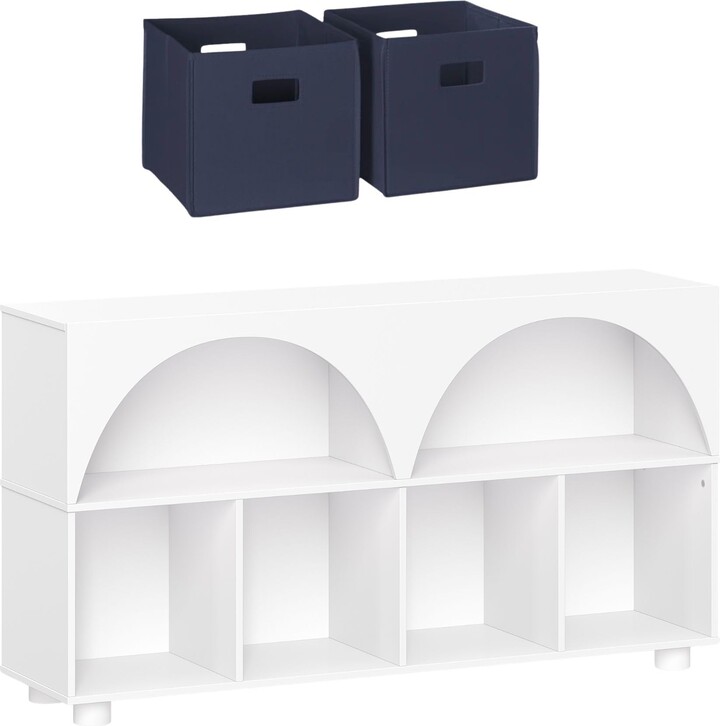 RiverRidge Kids Curve Appeal Bookcase Storage Organizer with 4 Cubbies ...