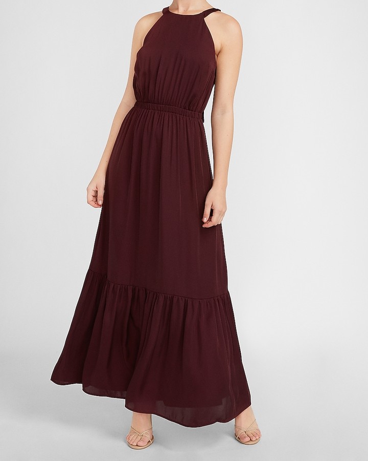 Express Tiered Halter Neck Maxi Dress - ShopStyle