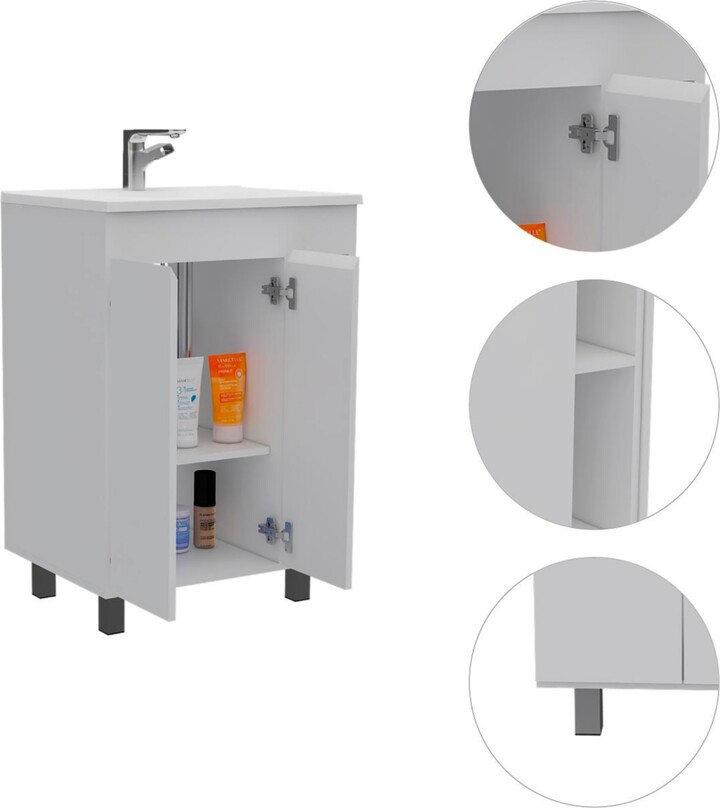 Simplie Fun Malden 2-Shelf Rectangle Freestanding Vanity Cabinet White ...