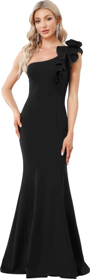 ALISA PAN Classic Wedding Guest Dresses for Women One Shoulder Backless ...