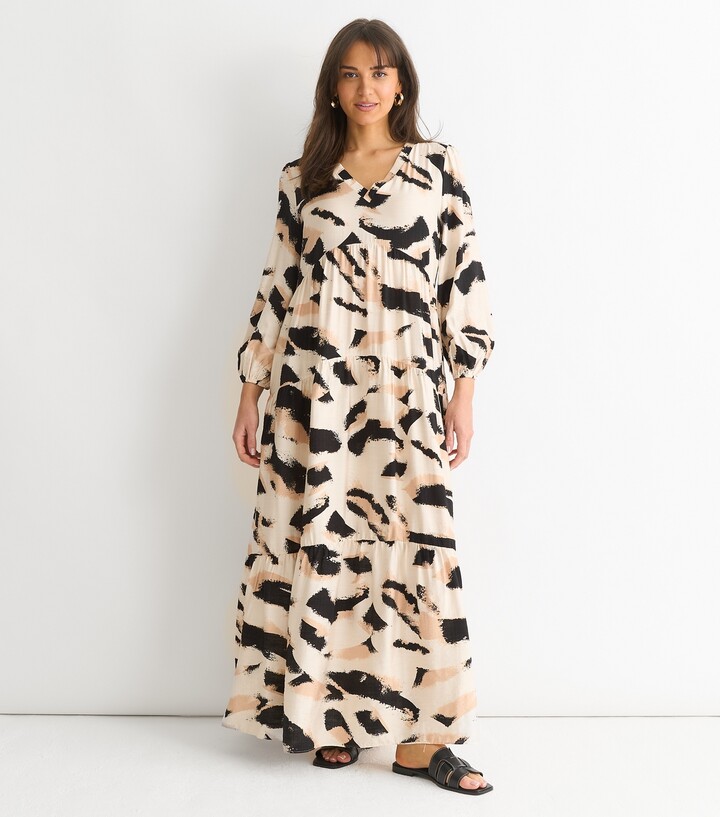 Women's Cream Animal Print Maxi Dress Gini London - ShopStyle
