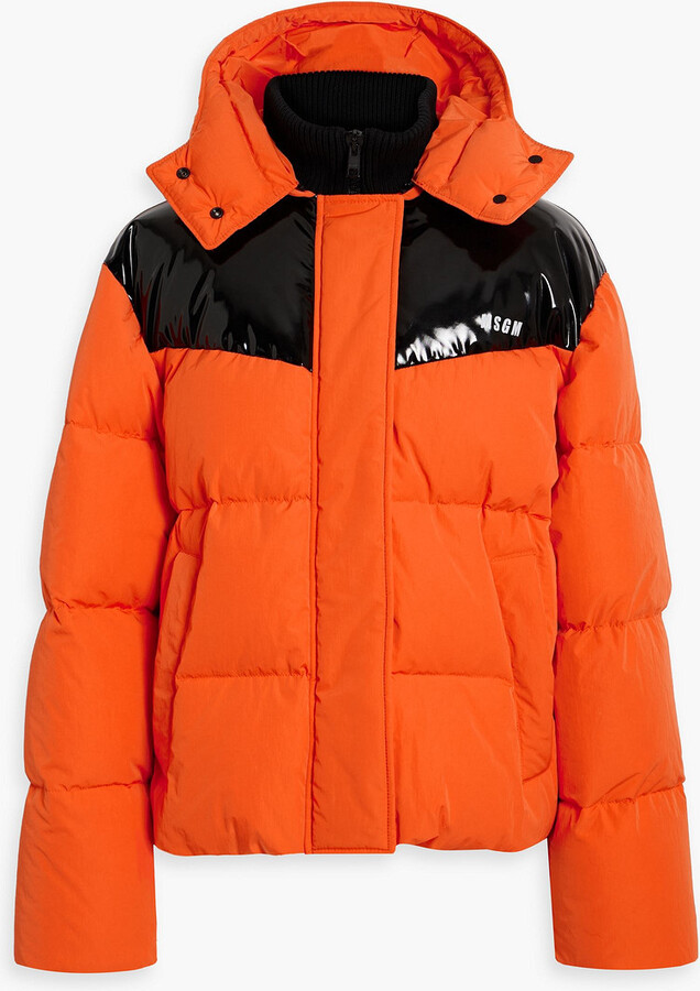 MSGM Quilted vinyl-paneled shell hooded down jacket - ShopStyle Outerwear