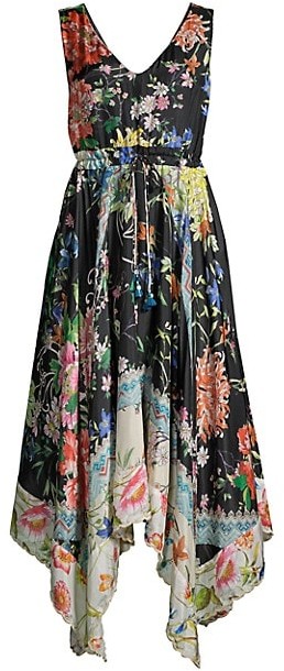 Johnny Was Meru Floral Silk Midi Dress - ShopStyle