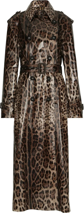 Dolce & Gabbana Leopard-Print Belted Trench Coat - ShopStyle