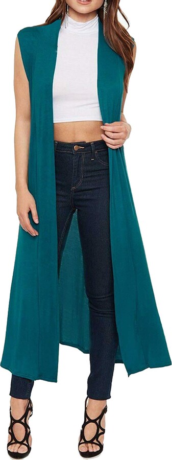 Re Tech UK Womens Ladies Sleeveless Maxi Long Length Boyfriend Cardigan ...