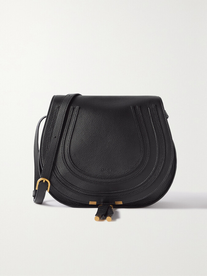 Chloé + Net Sustain Marcie Medium Textured-leather Shoulder Bag - Black ...