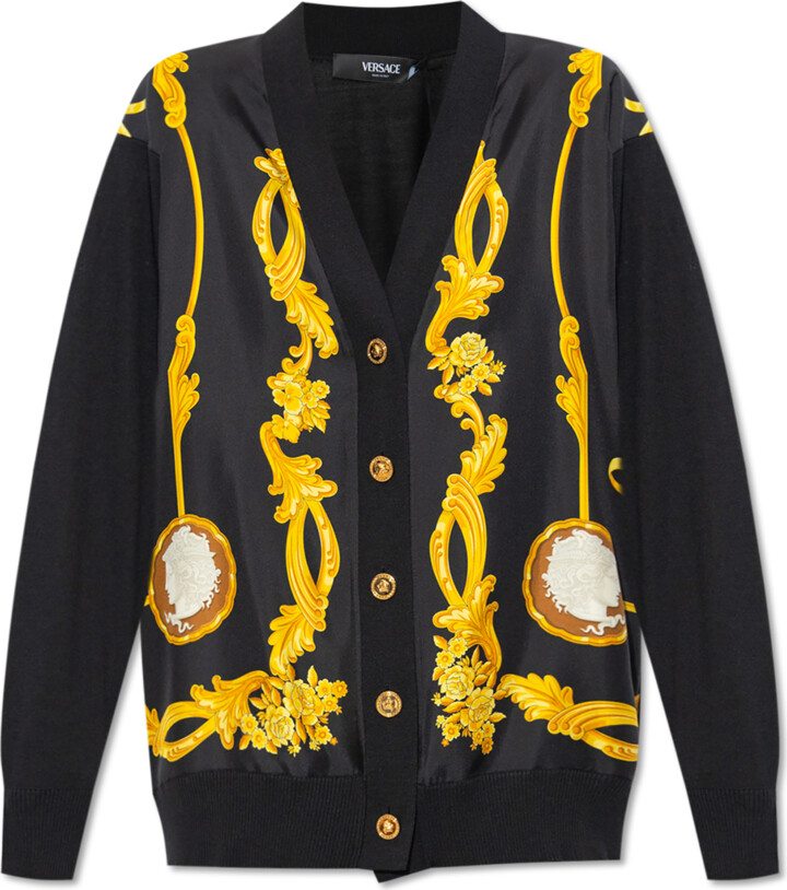 Versace Cardigan With Mixed Materials, , - Black - ShopStyle