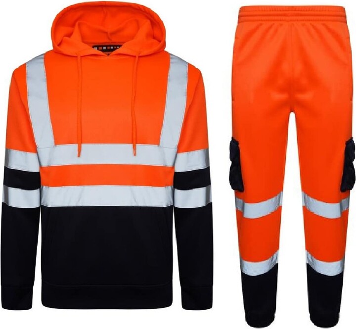 Romaans Men's Hi Vis High Visibility Tracksuit Hoodie & Jogging Bottom ...