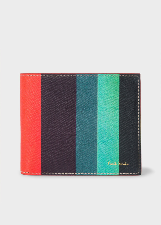 Paul Smith Men's Leather 'Artist Stripe' Billfold And Coin Wallet ...
