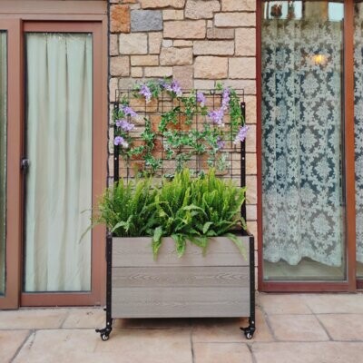 EverBloom Mobile Deep Trough Planter Box Raised Garden Bed W Vertical ...