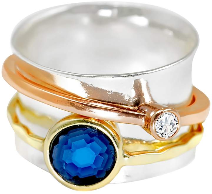 Sapanyu London Blue Quartz With CZ Tri Color Spinner Ring - ShopStyle ...