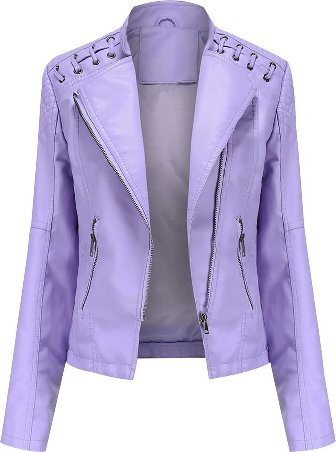 Peuignao Ladies Faux Leather Jacket Biker Jacket Women Womens Pu ...
