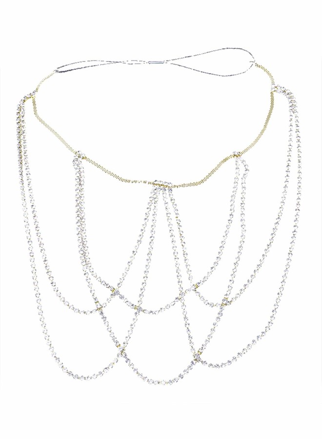 Corafritz Women and Girls Body Chain Gold Shiny Crystal Layered Thigh ...