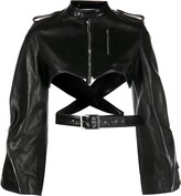 Comme des Garcons Belted Cut-Out Leather Jacket - ShopStyle