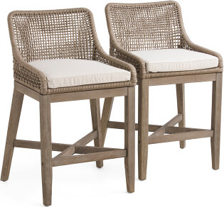 2pk Grid Weave Rope Counter Stools With Acacia Wood Base - ShopStyle