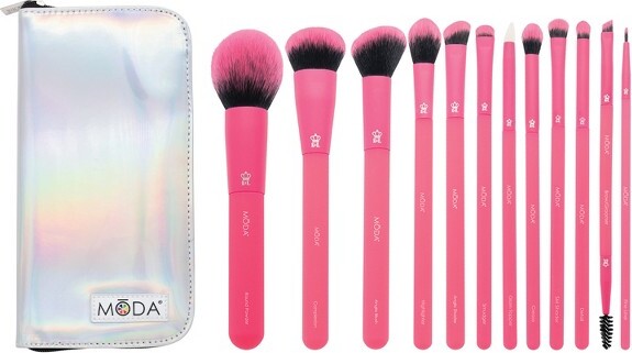 MODA Brush Totally Electric Neon Pink Full Face 13pc Makeup Brush Kit ...