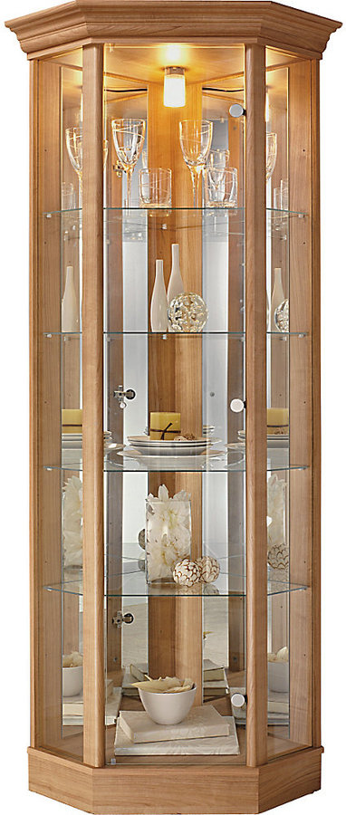 Corner Glass Display Cabinet - Light Oak Effect. - ShopStyle Wall Units ...