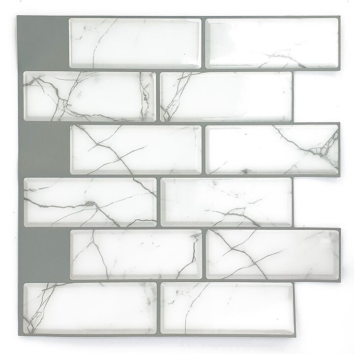 Walplus White Marble Electric 3D Metro Sticker Tiles Premium Wall ...