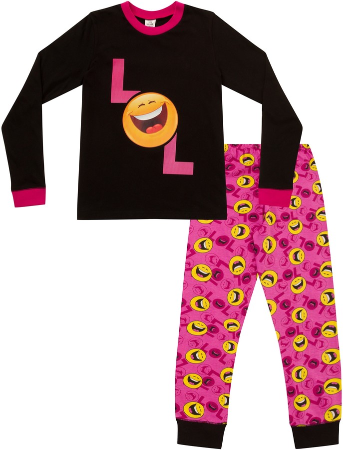 Thepyjamafactory Girl's LOL Happy Face Emoji Style Laugh Out Loud Long ...