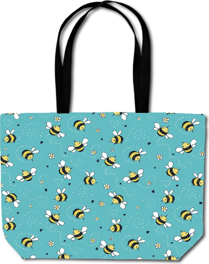 Warren Reed - Designer Hand Drawn Busy Bees Beach Shopper Tote Bag ...