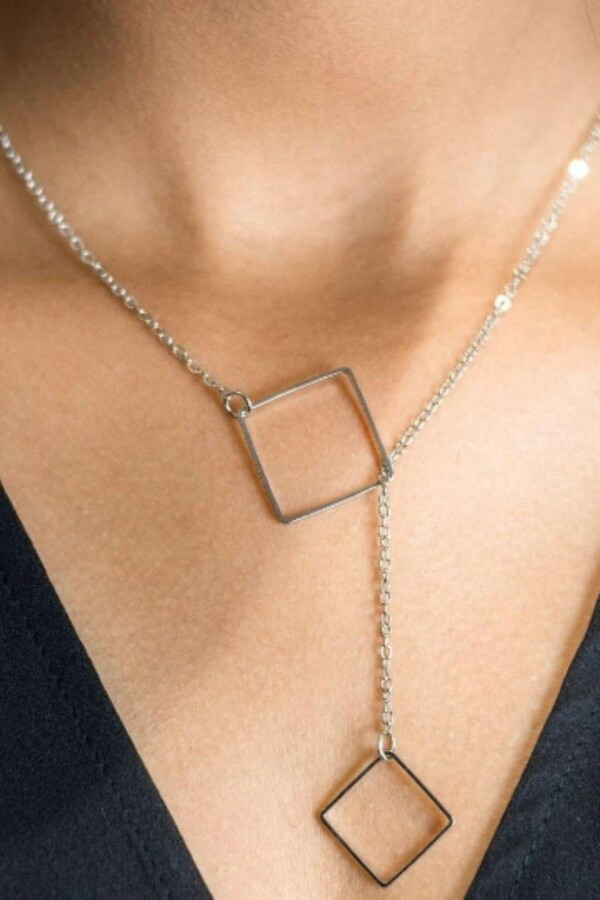 The Colourful Aura Two Square Drop Lariat Y Shape Interlock Rectangle ...