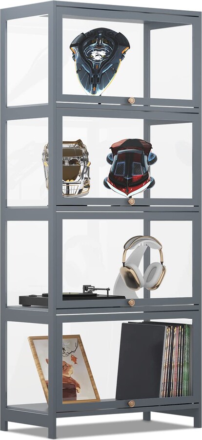 MoNiBloom 4-Tier Display Cabinet with Acrylic Doors - 55” Transparent ...