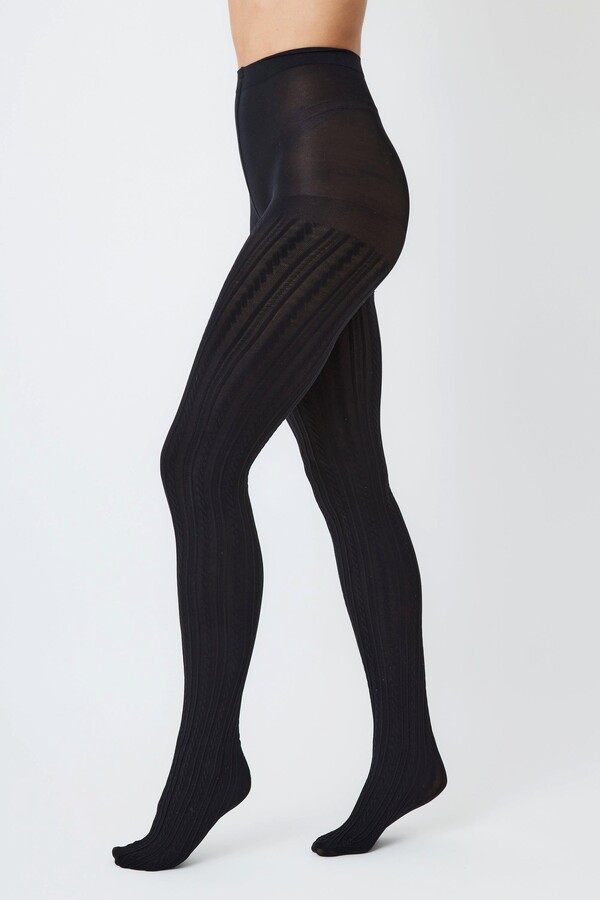 My Accessories London Cable Knit Tights in Black - ShopStyle Hosiery