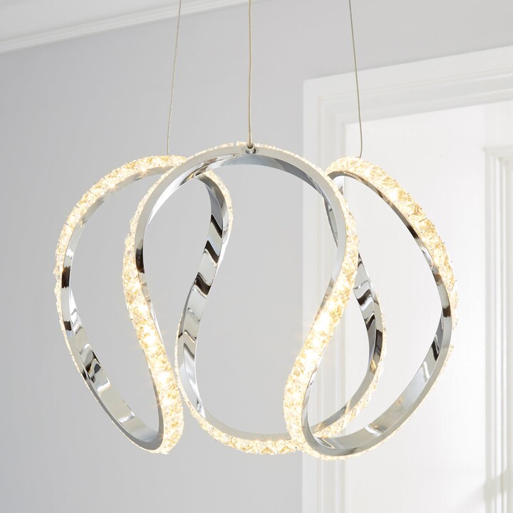 Dunelm Marsia 1 Light Integrated LED Swirl Jewel Chrome Ceiling Fitting ...