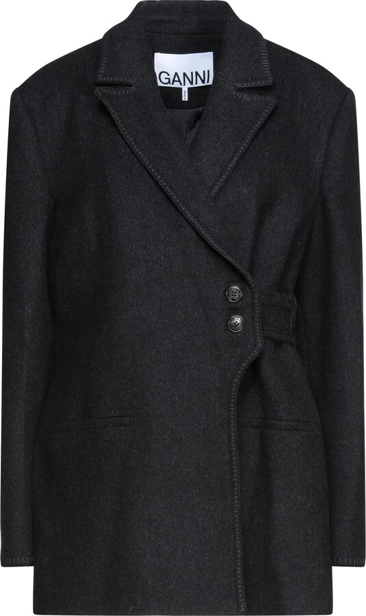 Ganni Coat Steel Grey - ShopStyle