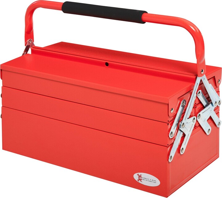 HOMCOM Portable 5-Tray Cantilever Metal Tool Box Steel Tool Chest ...
