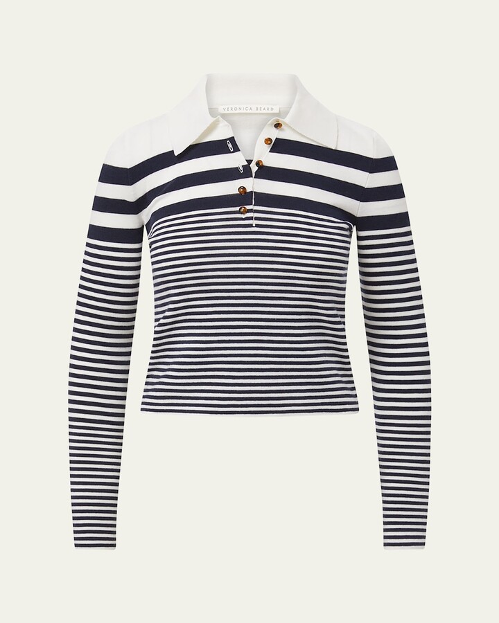 Veronica Beard Raj Striped Wool Polo Sweater - ShopStyle