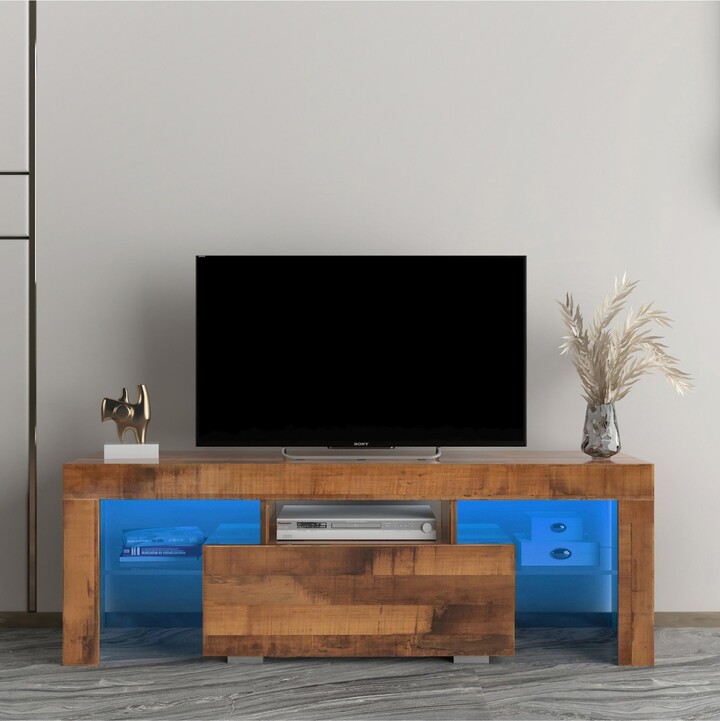Simplie Fun Tv Stand with Led Rgb Lights,Flat Screen Tv Cabinet, Gaming ...