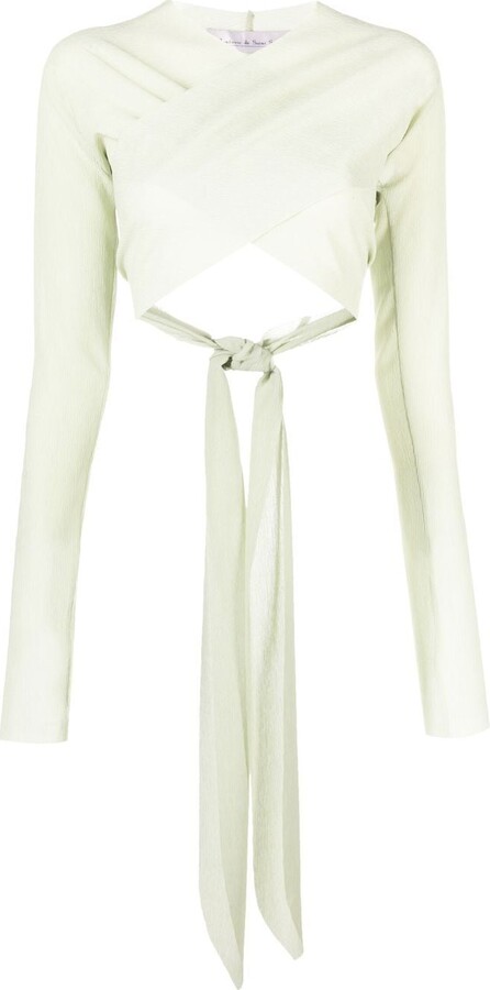 Ludovic de Saint Sernin Crossover-Neck Long-Sleeve Wrap Top - ShopStyle