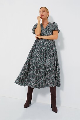 Hyacinth House Green & Pink Floral Tiered Sadie Midi Dress - ShopStyle