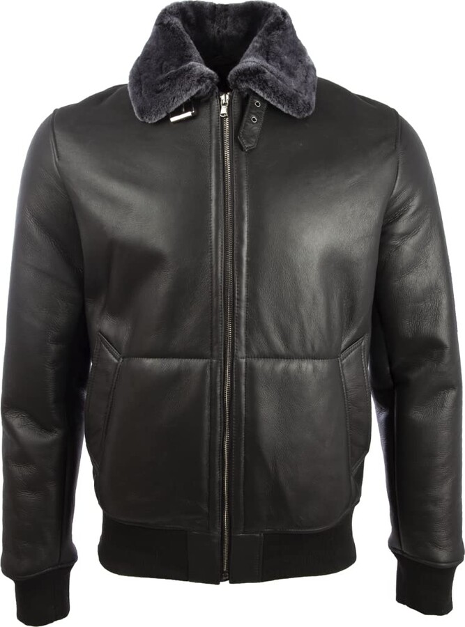 Aviatrix Men's Real Shearling Leather Pilot Aviator Bomber Jacket (FE79 ...
