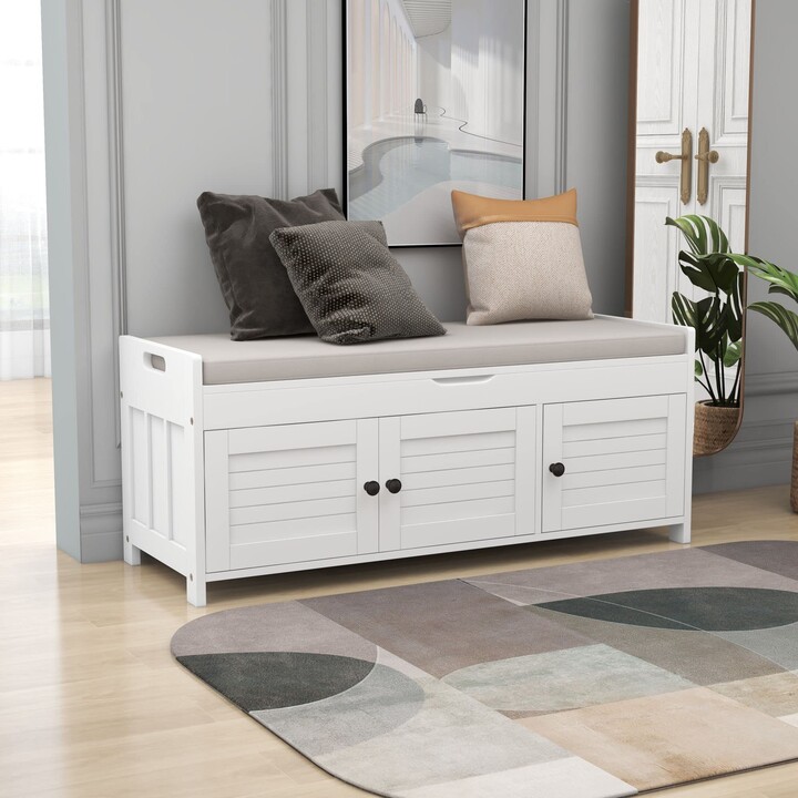 EOVTK 2-Tier Shoe Bench with 3 Shutter-Shaped Doors - ShopStyle