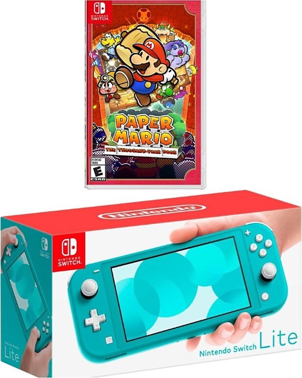 Nintendo Switch Lite Turquoise Bundle with Paper Mario - The Thousand ...