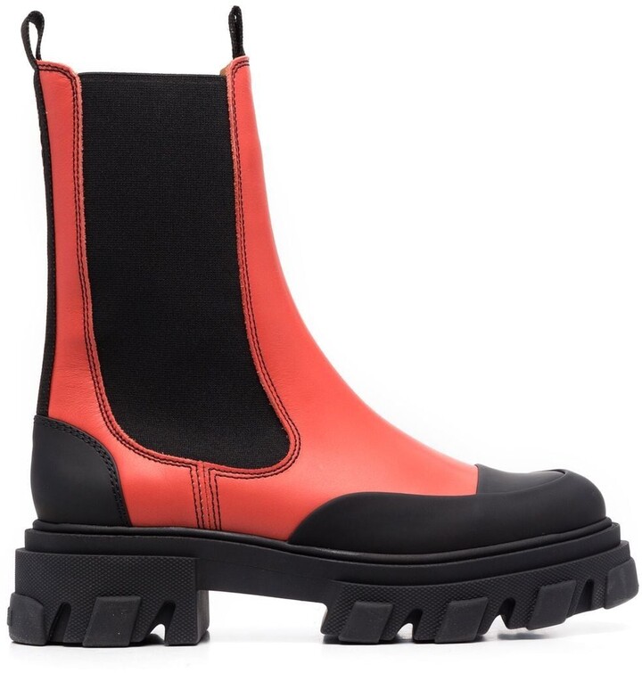 Ganni Tall Two-Tone Leather Boots - ShopStyle