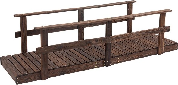 Outsunny 7' Garden Bridge with Safety Rails, Wooden Footbridge for ...