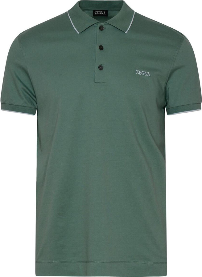 Ermenegildo Zegna Sage Green Cotton Polo Shirt - ShopStyle