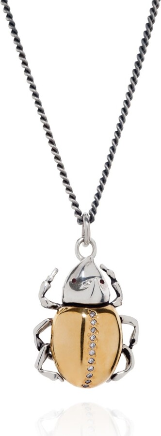 Yasmin Everley Jewellery Silver Gilded Rhino Beetle Necklace - ShopStyle