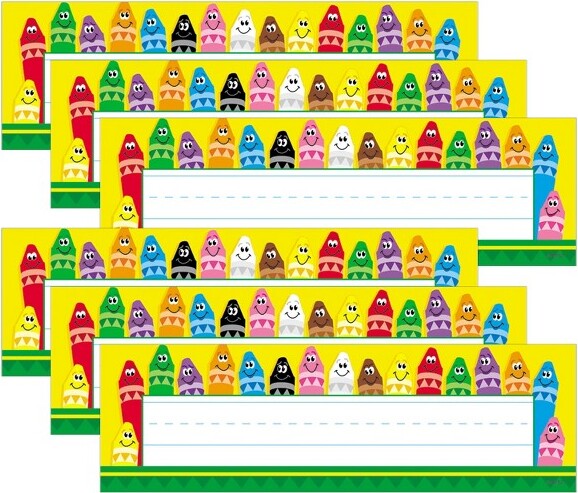Trend Colorful Crayons Desk Toppers Name Plates, 36 Per Pack, 6 Packs ...