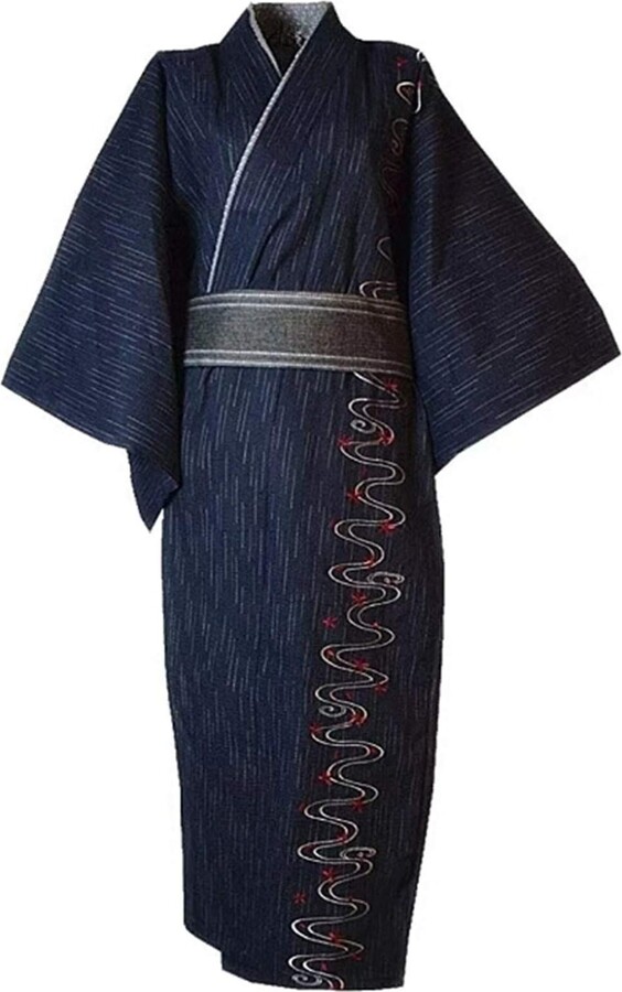 Double Villages Men's Japanese Yukata Kimono Home Robe Pajamas Yukuata ...