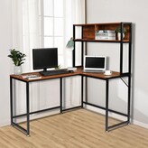 Global Pronex L-Shape Corner Computer Table Desk with Hutch Wooden ...