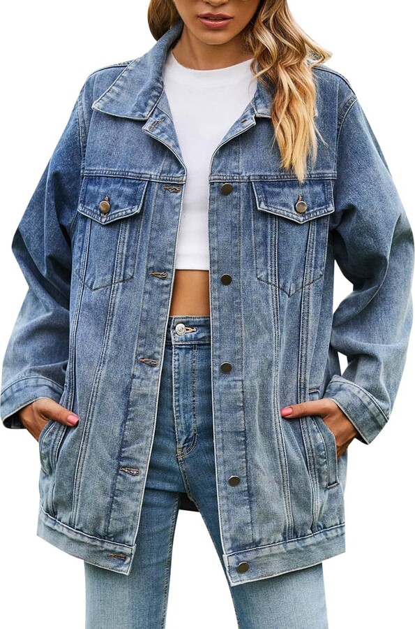 WWricotta Ladies Slim Retro Classic Loose Denim Jacket Top Quilted ...