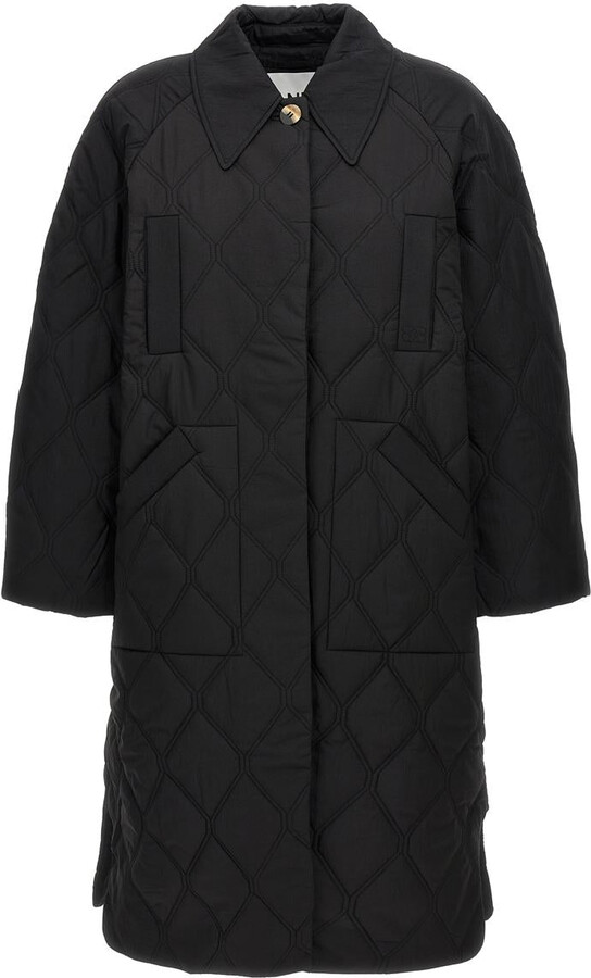 Ganni 'Quilt Raglan' Long Down Jacket - ShopStyle