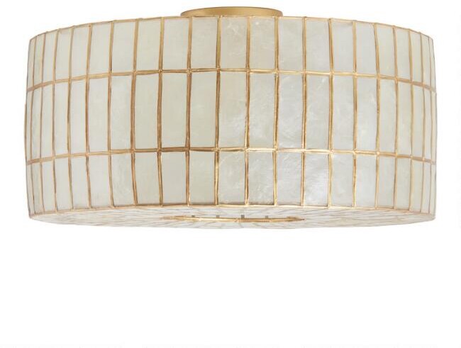Gold Capiz Drum Flush Mount Ceiling Light - ShopStyle