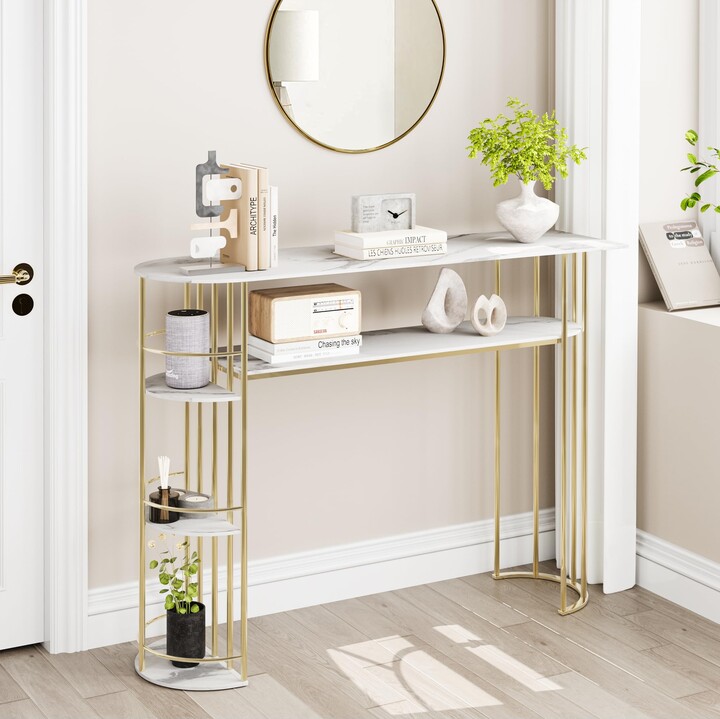 GarveeHome Console Table Gold Sofa Tables Narrow Entryway Table with ...