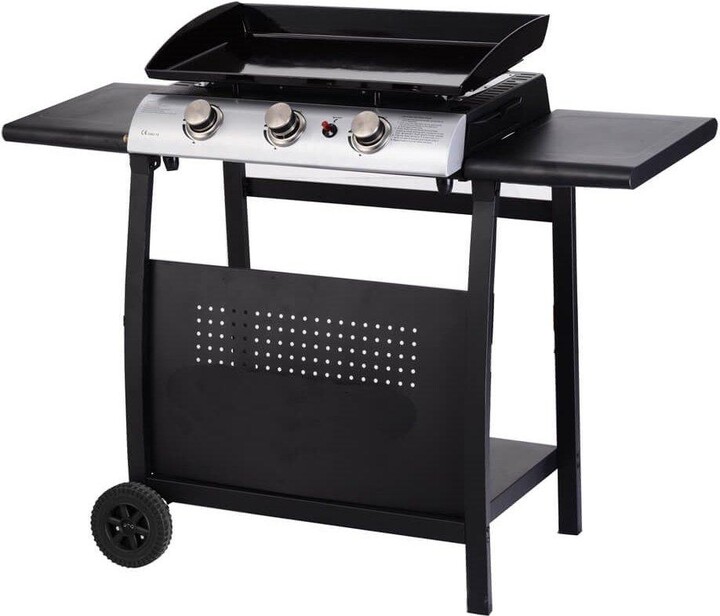 Callow Gas BBQ 3 Burner Plancha in Stainless Steel with Stand and Side ...