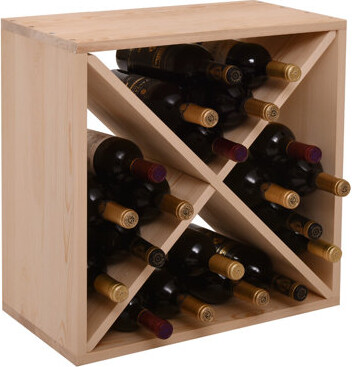 Gracie Oaks 24 Bottle Solid Fir Wood Floor Stackable Wine Bottle Rack ...